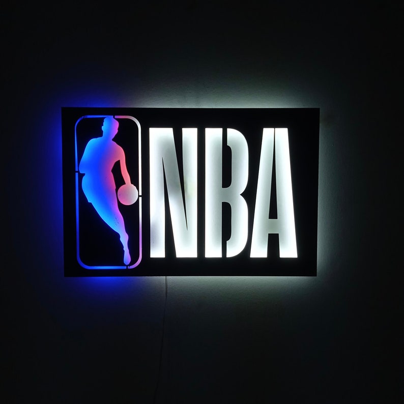 NBA Metal Led Sign, NBA Led Lighted Logo, NBA Led Wall Sign, Sheet ...