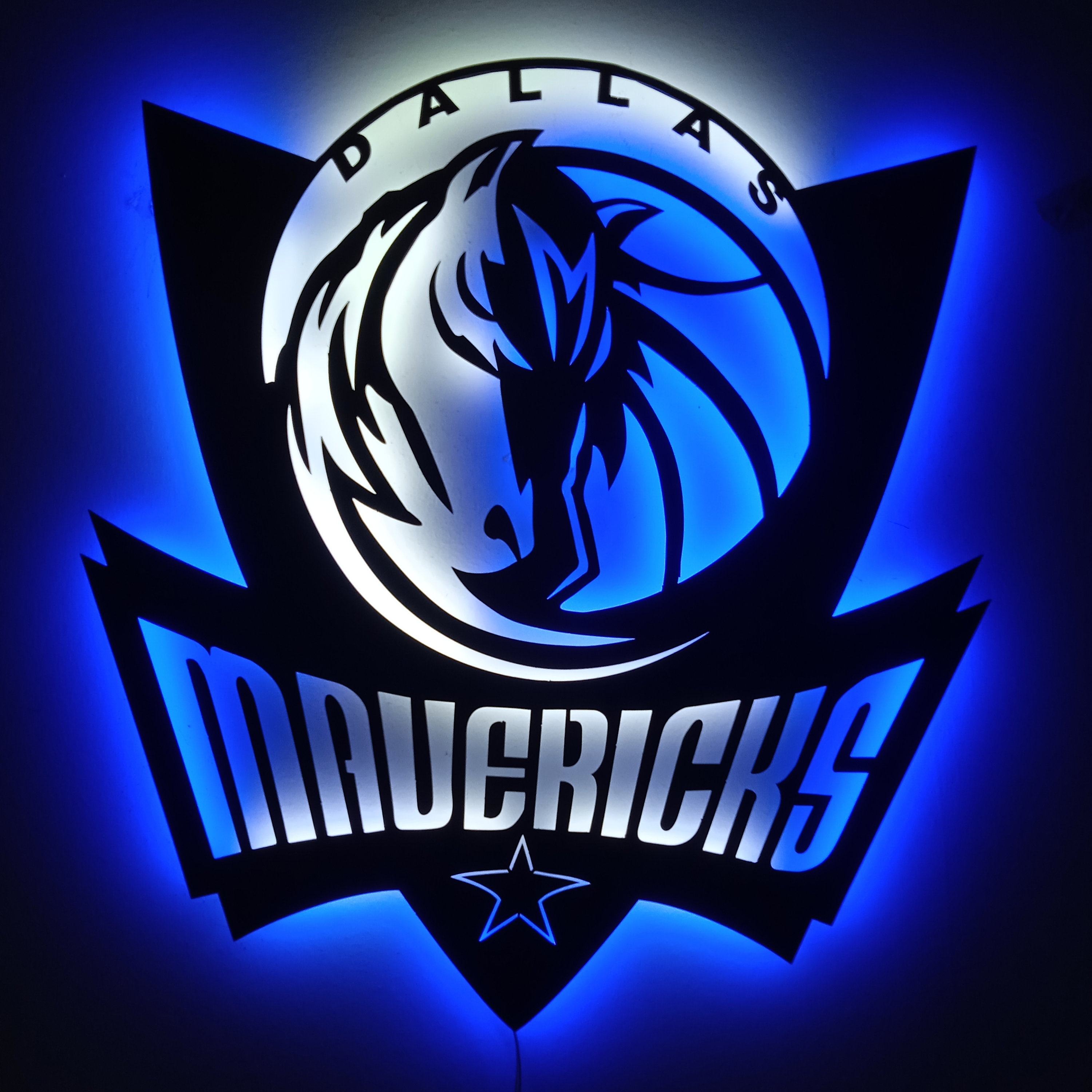 Mavericks Led Lighted Logo, Dallas Mavericks Led Wall Art, Wall Decor ...