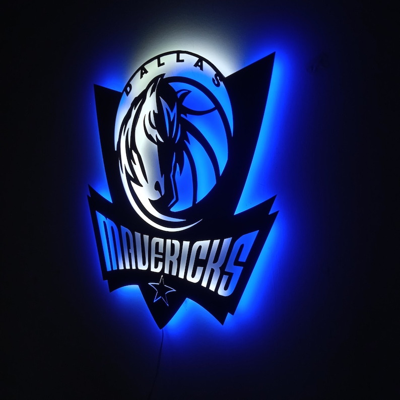 Mavericks Led Lighted Logo, Dallas Mavericks Led Wall Art, Wall Decor ...