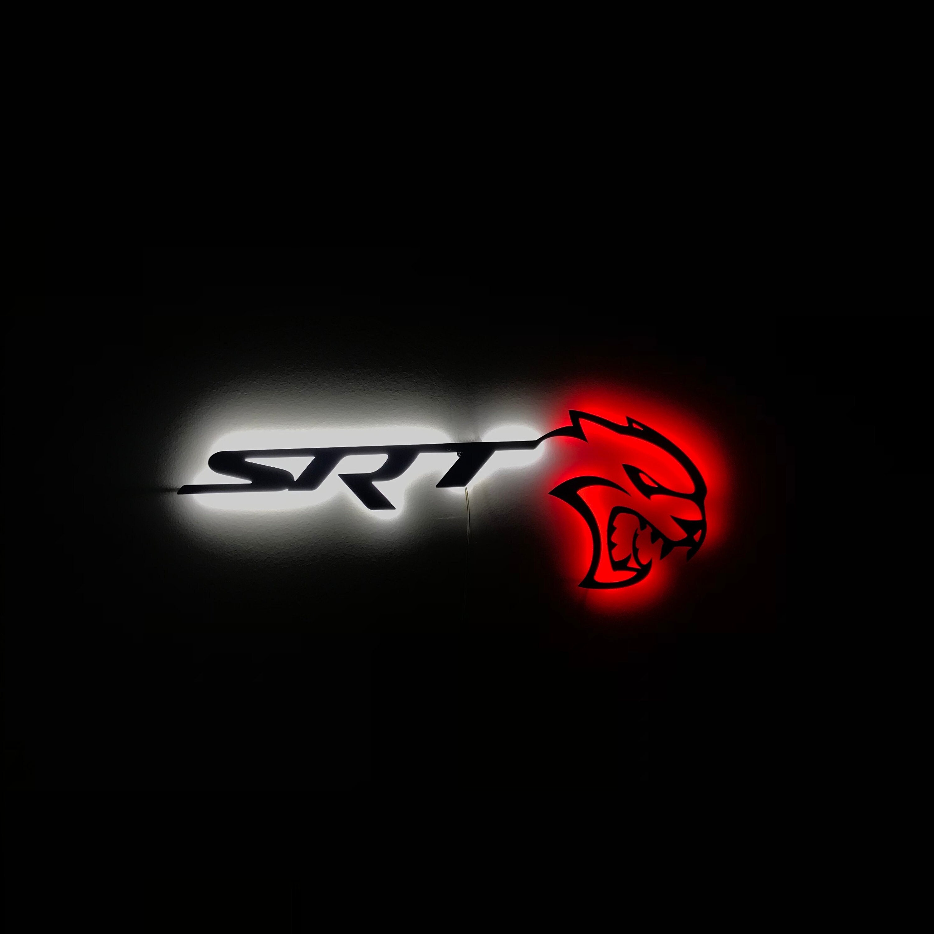 SRT Hellcat, Dodge Challenger Led Lighted Metal Sign, Car Logo, Metal ...