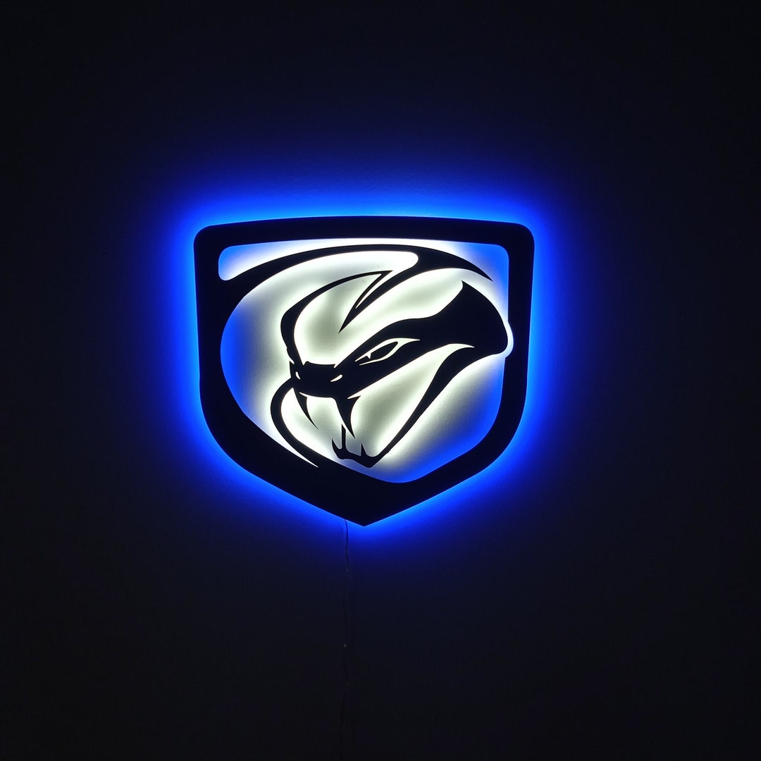 Viper Led Lighted Metal Sign, Sports Car Logo, Metal Wall Decor, Dodge ...