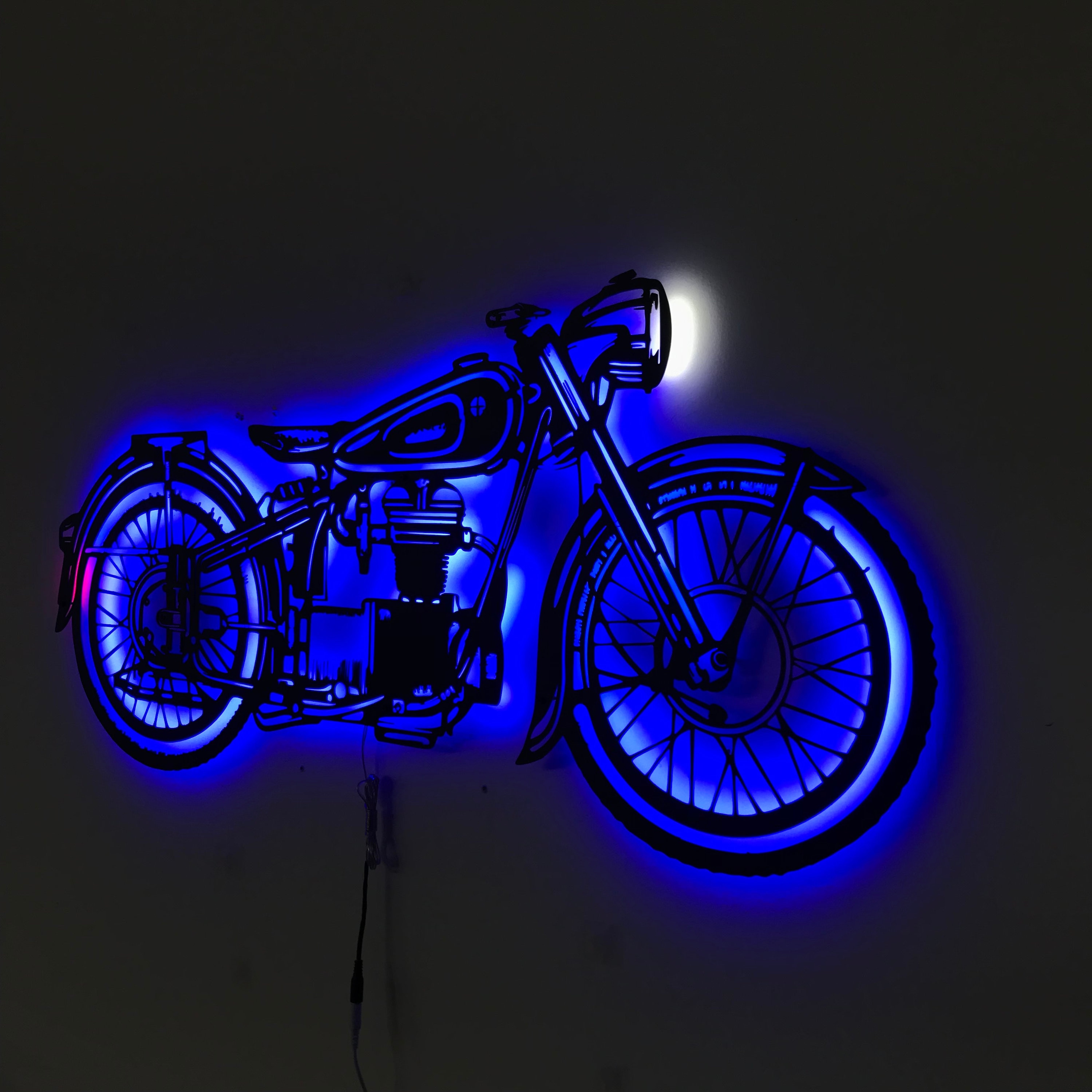 Motorcycle Metal Wall Decor, Led Lighted Motorcycle, Motorcycle Gift ...