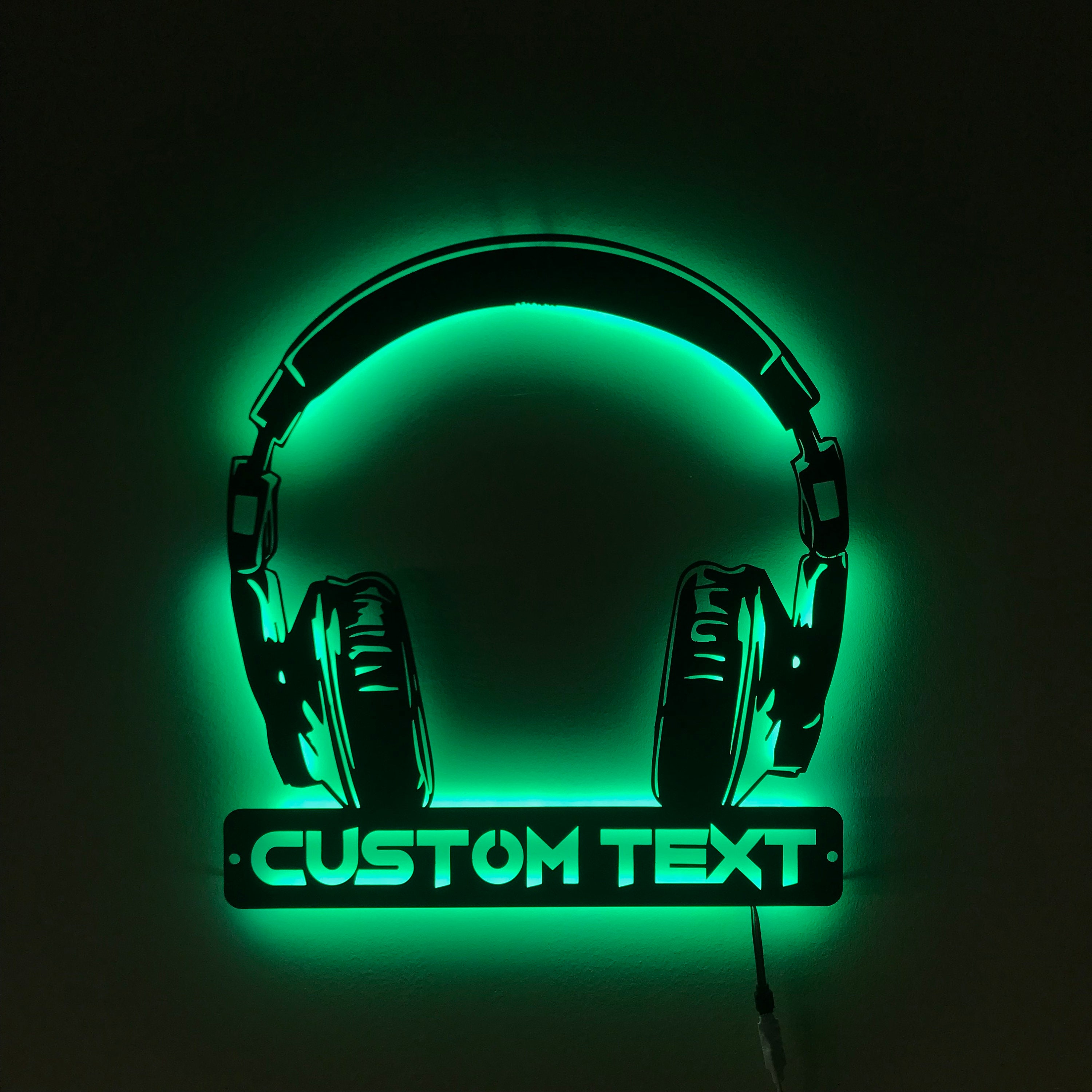 Custom Headphone RGB Led Sign, RGB Color Changing, Earphones Metal Led ...