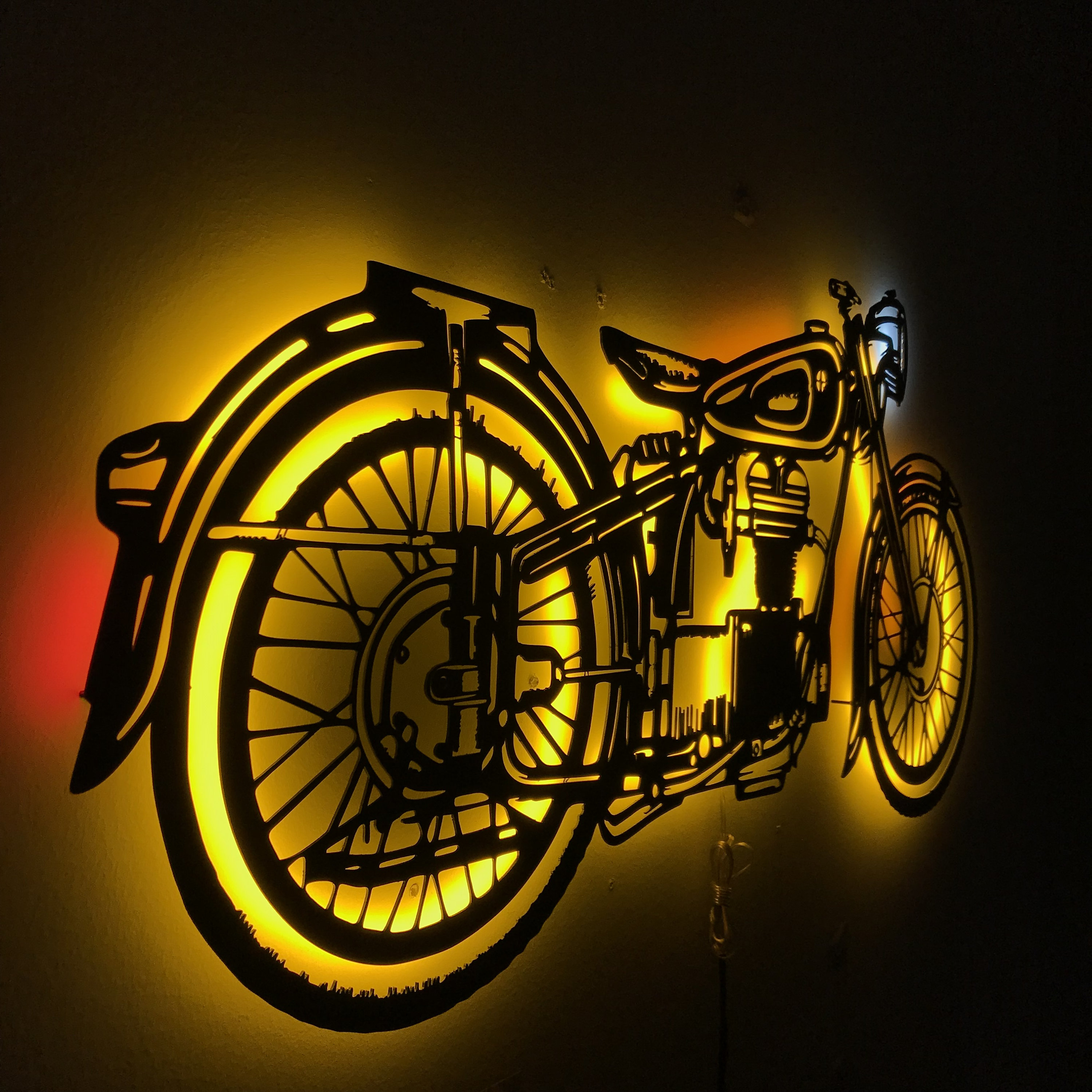 Motorcycle Metal Wall Decor, Led Lighted Motorcycle, Motorcycle Gift ...