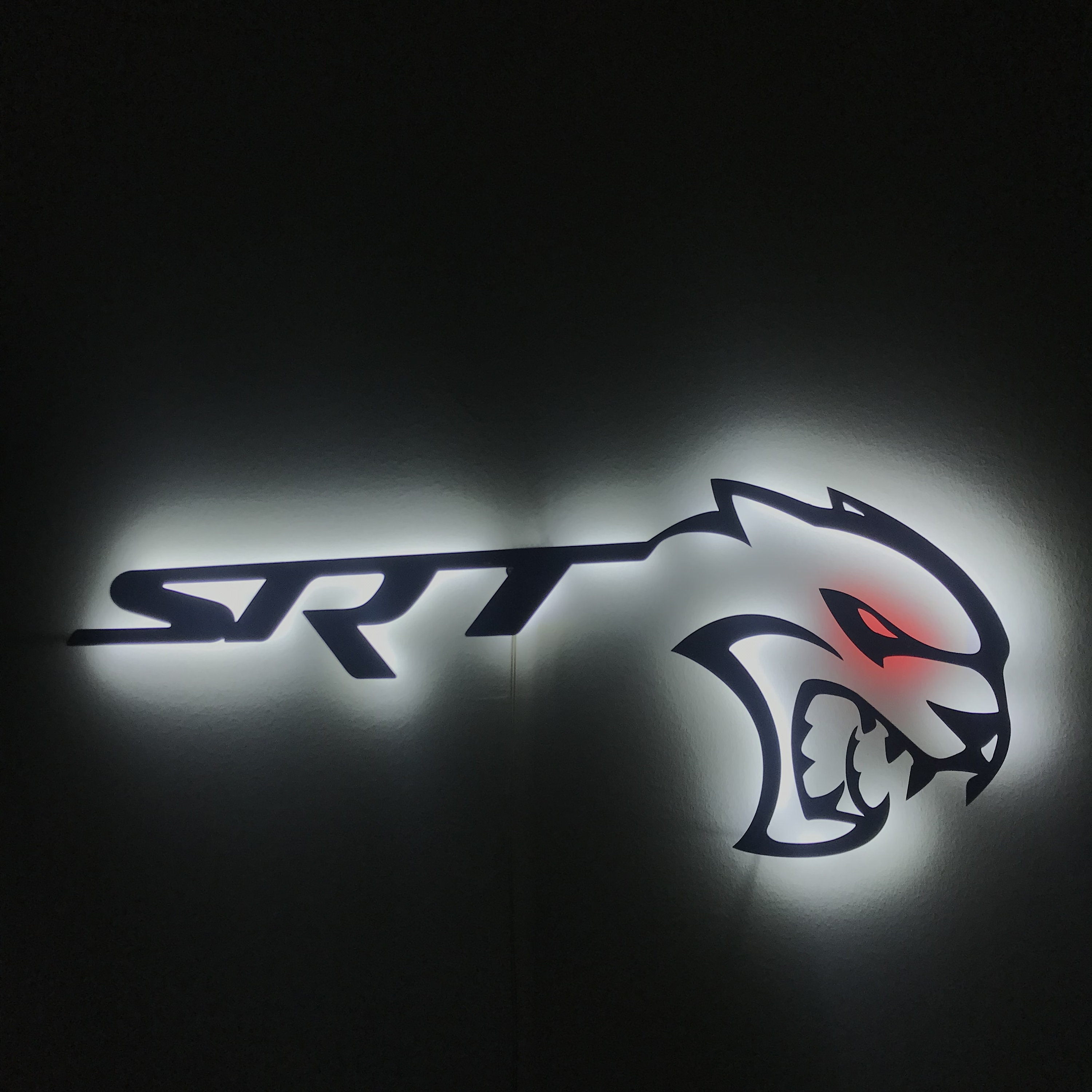 SRT Hellcat, Dodge Challenger Led Lighted Metal Sign, Car Logo, Metal ...
