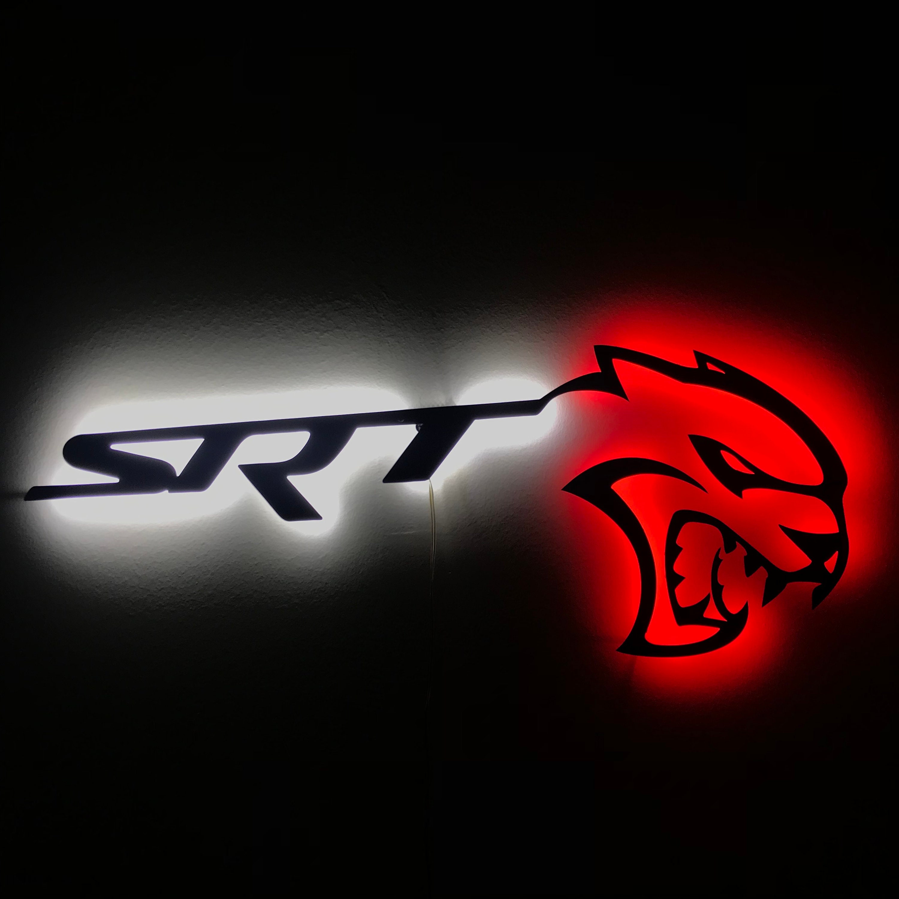 SRT Hellcat, Dodge Challenger Led Lighted Metal Sign, Car Logo, Metal ...