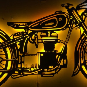 Motorcycle Metal Wall Decor, Led Lighted Motorcycle, Motorcycle Gift ...