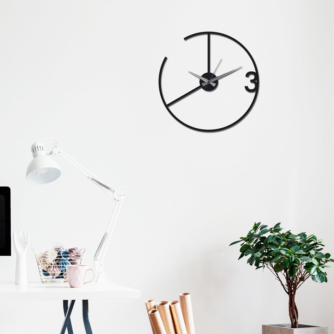 Black Wall Clock, Unique Wall Clock, Modern Wall Clock, Minimalist Wall ...
