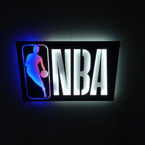 NBA Metal Led Sign, NBA Led Lighted Logo, NBA Led Wall Sign, Sheet ...