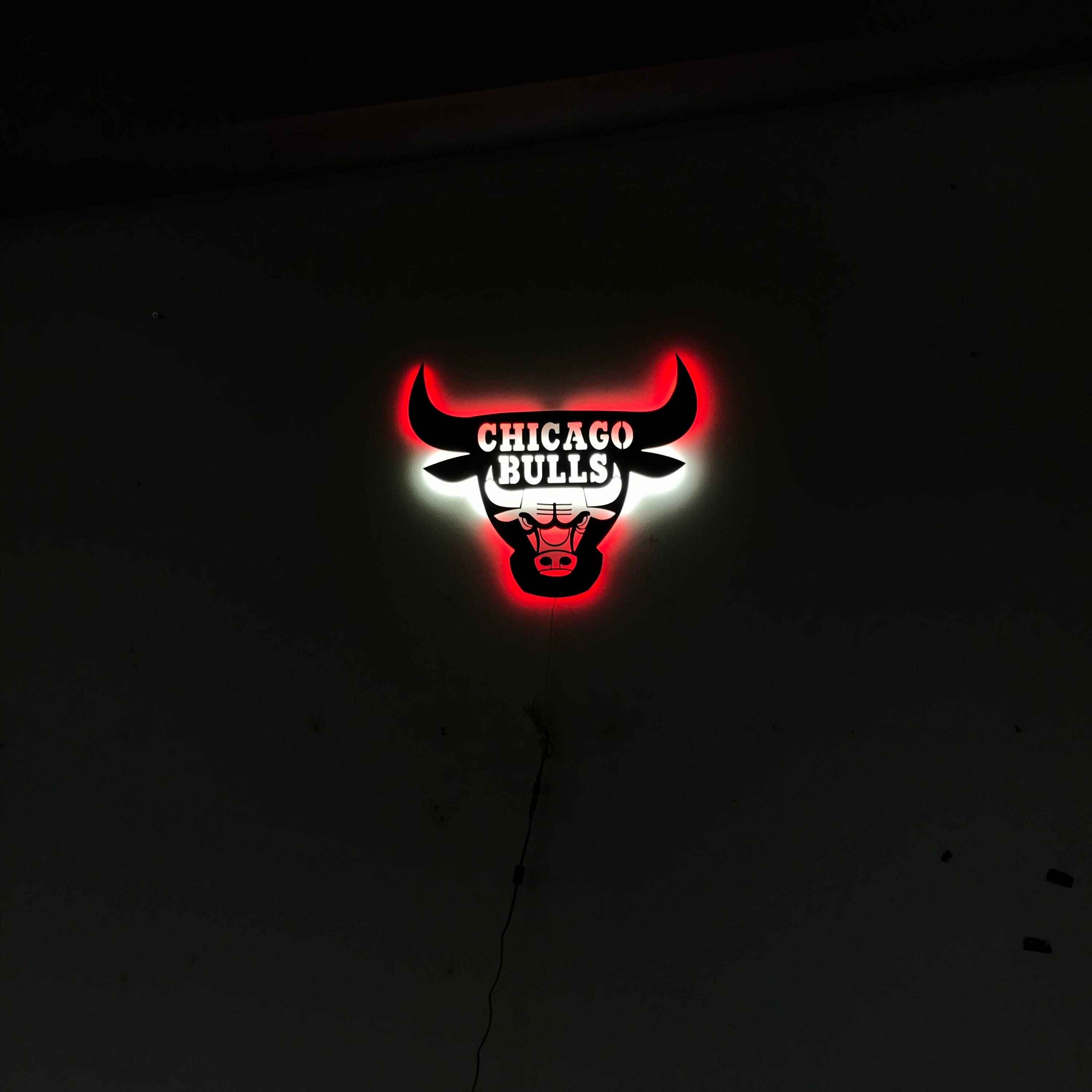 Chicago Bulls Metal Led Sign, Chicago Bulls Led Wall Decor, Bulls Team ...