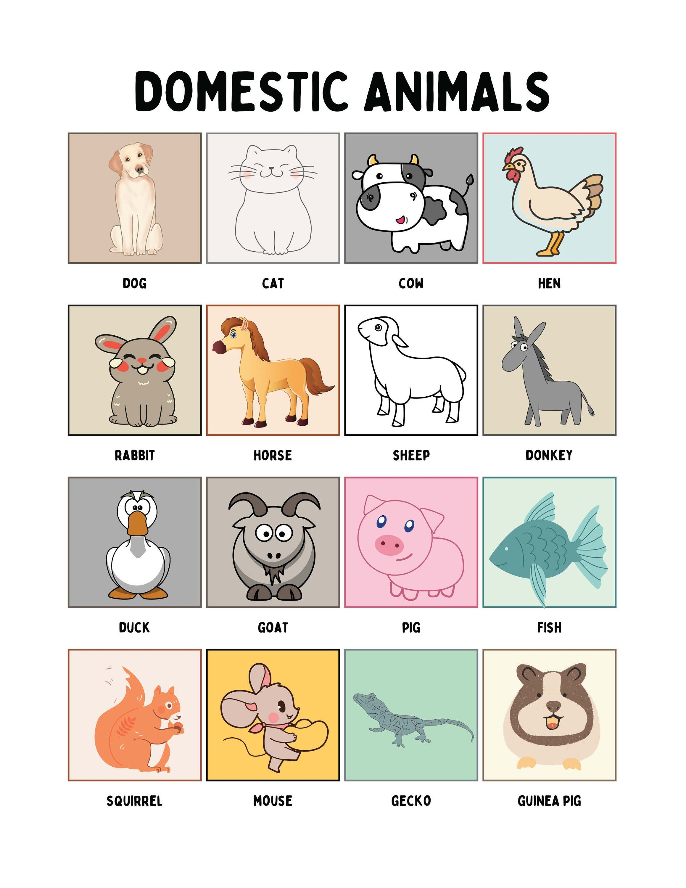 4 Animals Posters for Kids, Mythical Creatures, Farm Animals, Wild ...