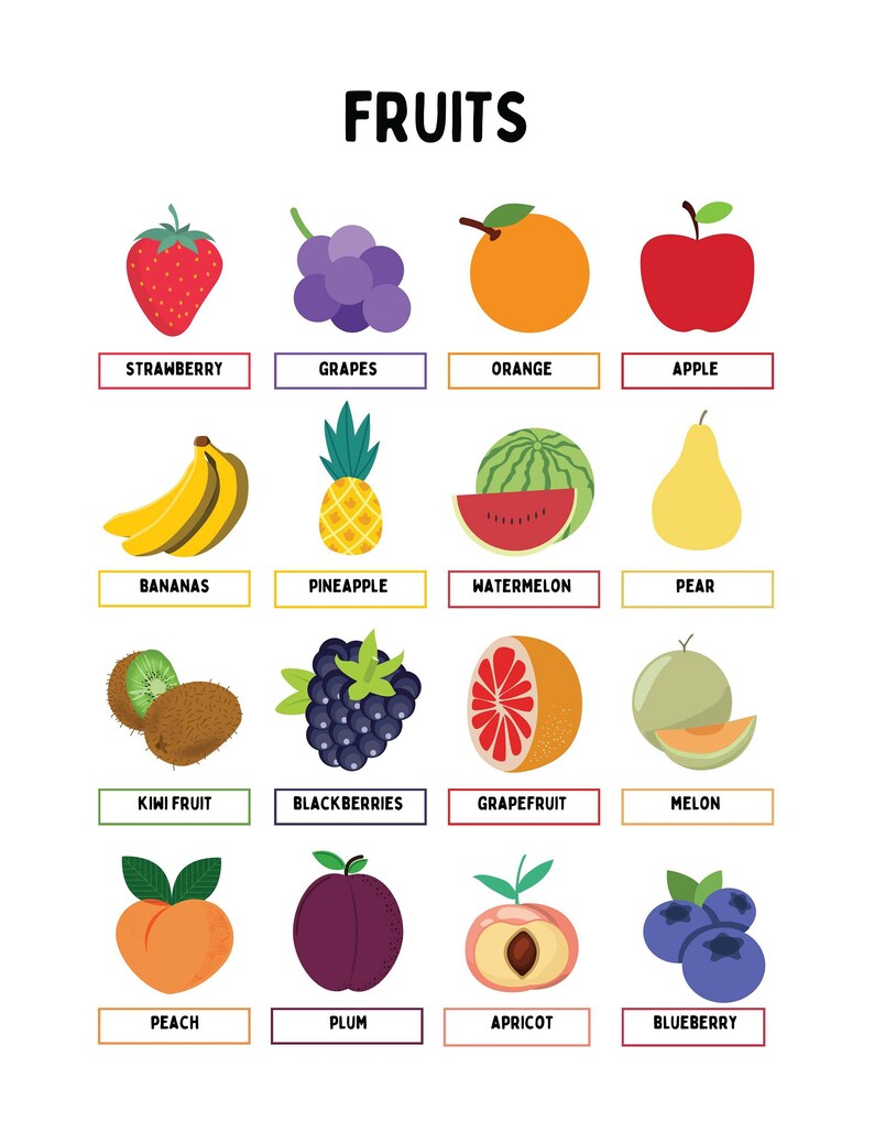 Fruit and Veg Learning Pack, 2 Posters and 7 Colouring Pages - Etsy