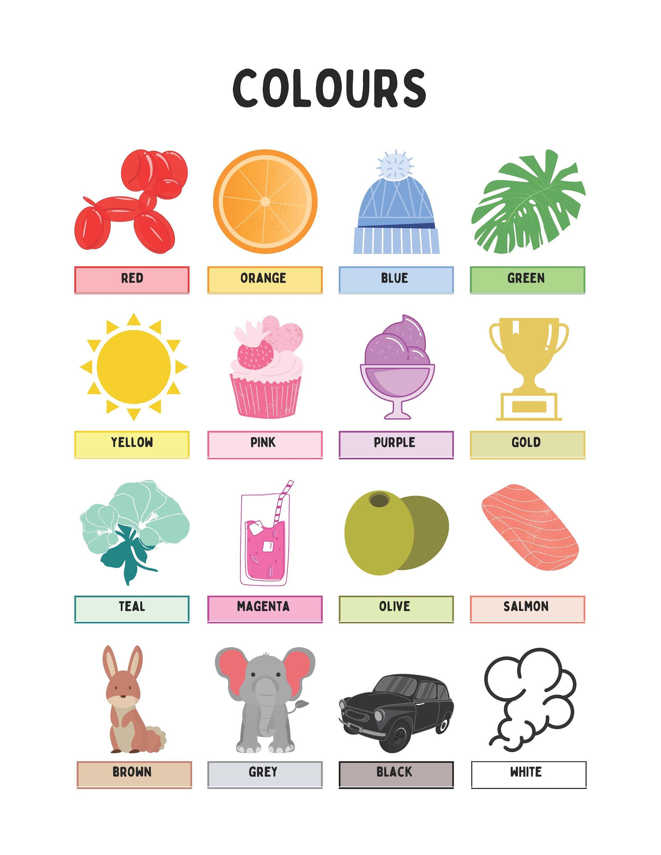 Printable Colours Poster for Young Kids, Learn Colours in a Fun Way - Etsy