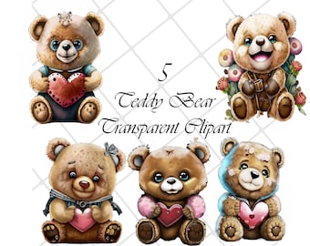 11 Teddy Bear Clipart Jpgs, High Quality, Digital Planner, Paper Crafts, Watercolor, Teddy Bear ...
