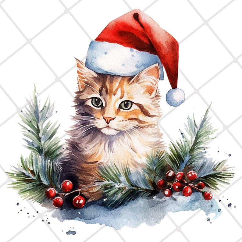 5 Christmas Cat Clipart Kitten Clipart PNG Cat Clipart Pet - Etsy