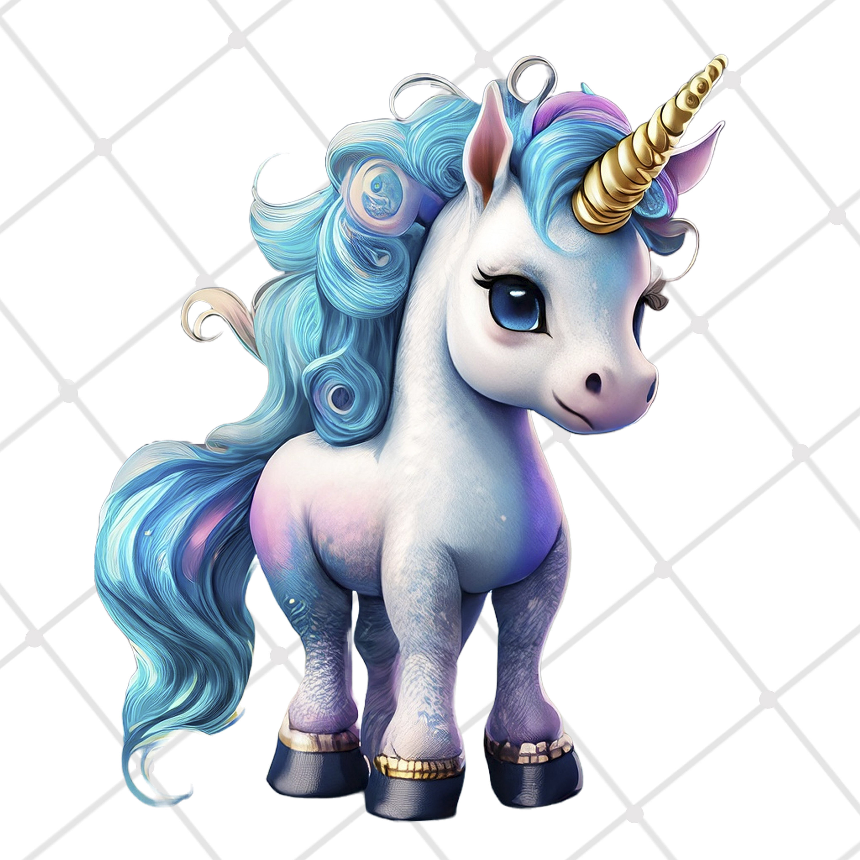 6 Baby Blue Unicorn Watercolor Clipart Png Unicorn Сlip Art - Etsy