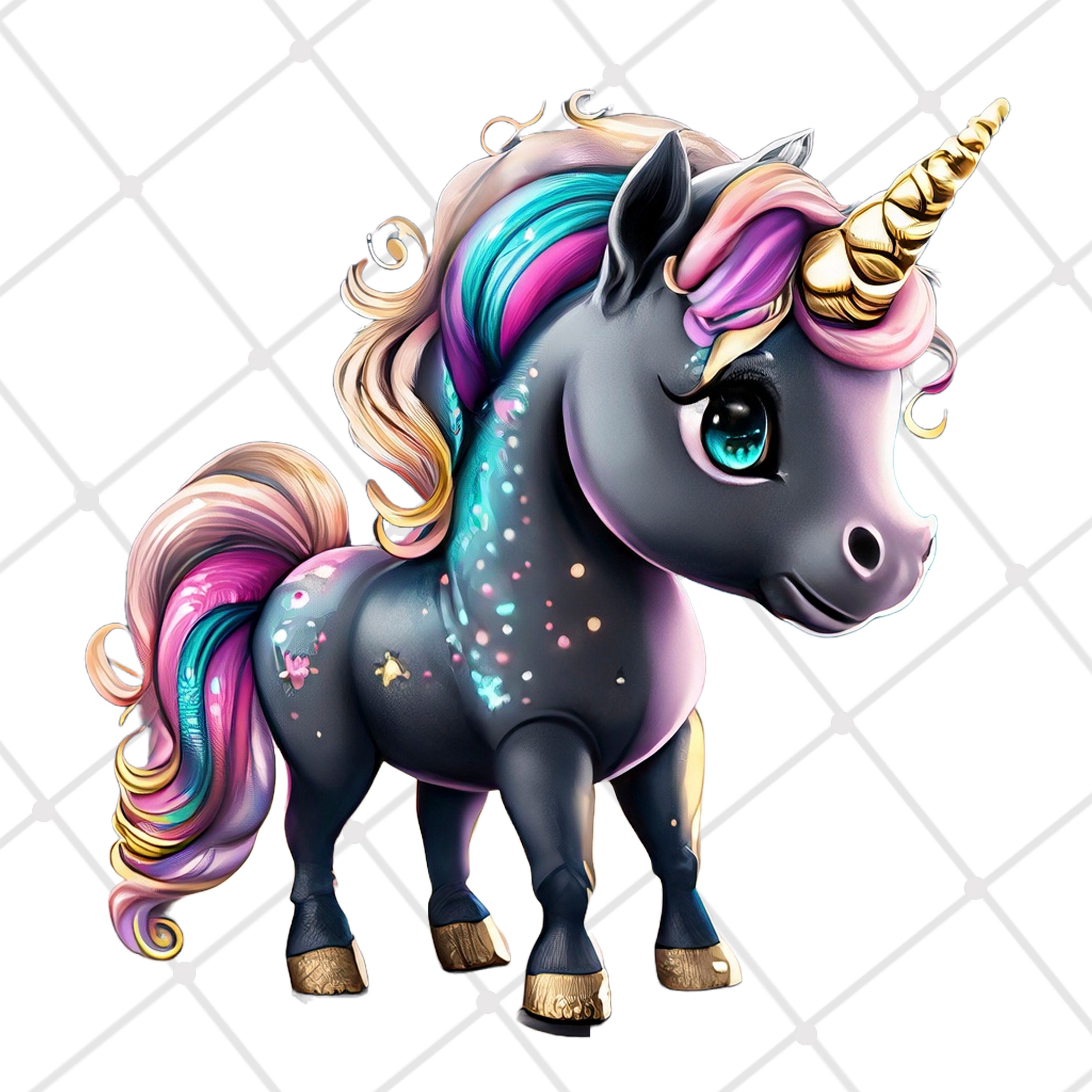 10 Baby Black Unicorn Watercolor Clipart Png, Unicorn Сlip Art, Cute ...