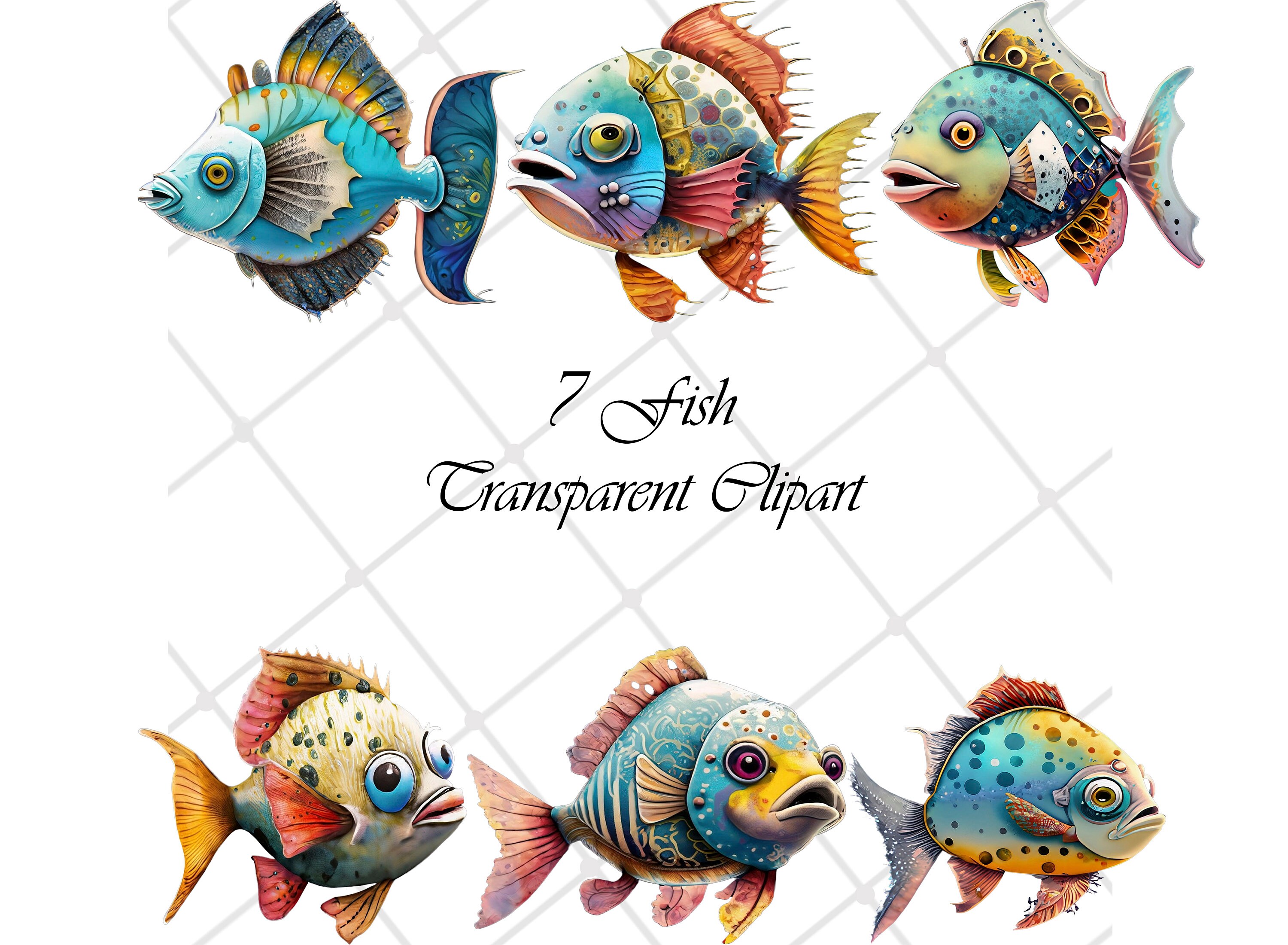 7 Fish PNG, Funny Fish,watercolor , Fish Clipart, Fish PNG, Fishing ...
