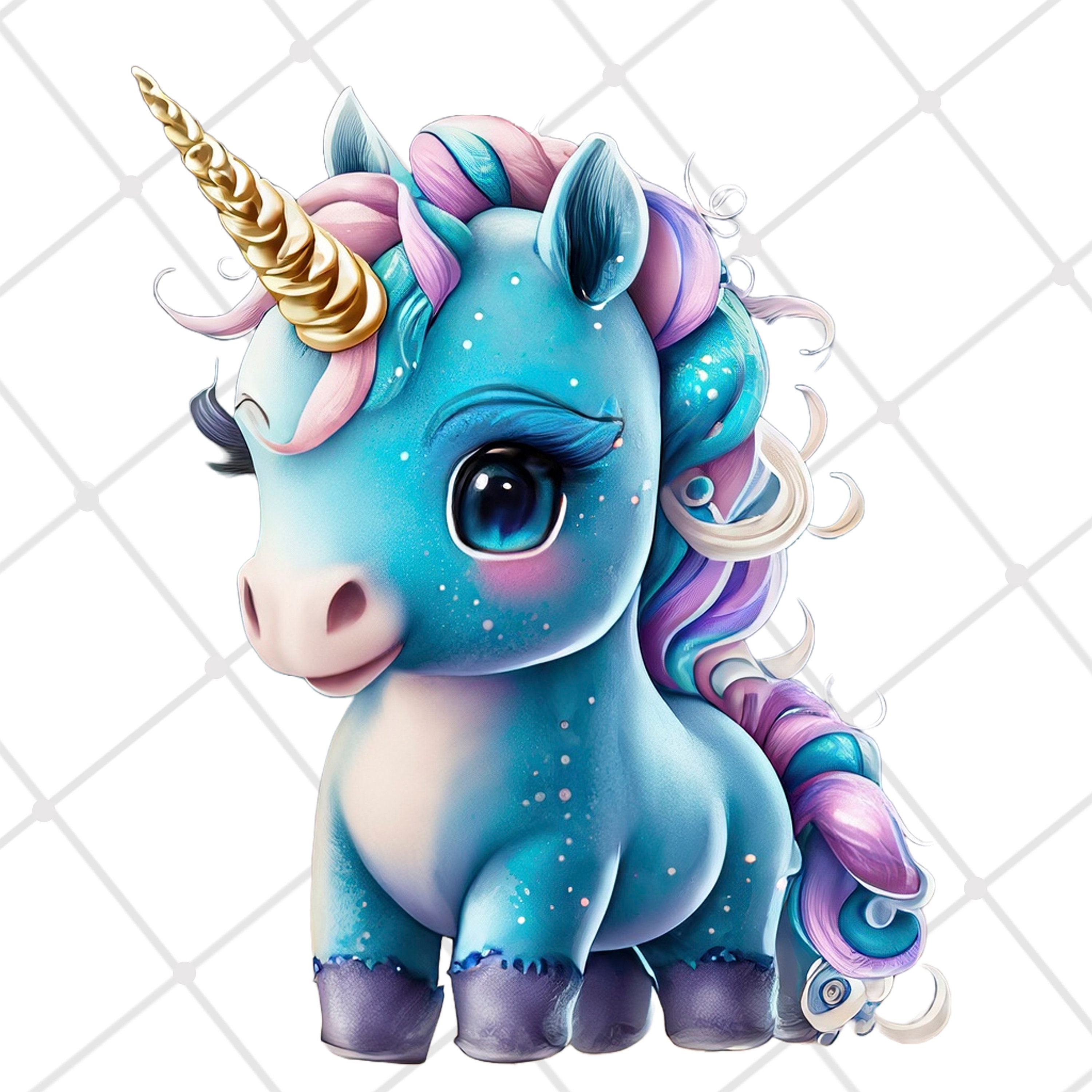 6 Baby Blue Unicorn Watercolor Clipart Png Unicorn Сlip Art - Etsy