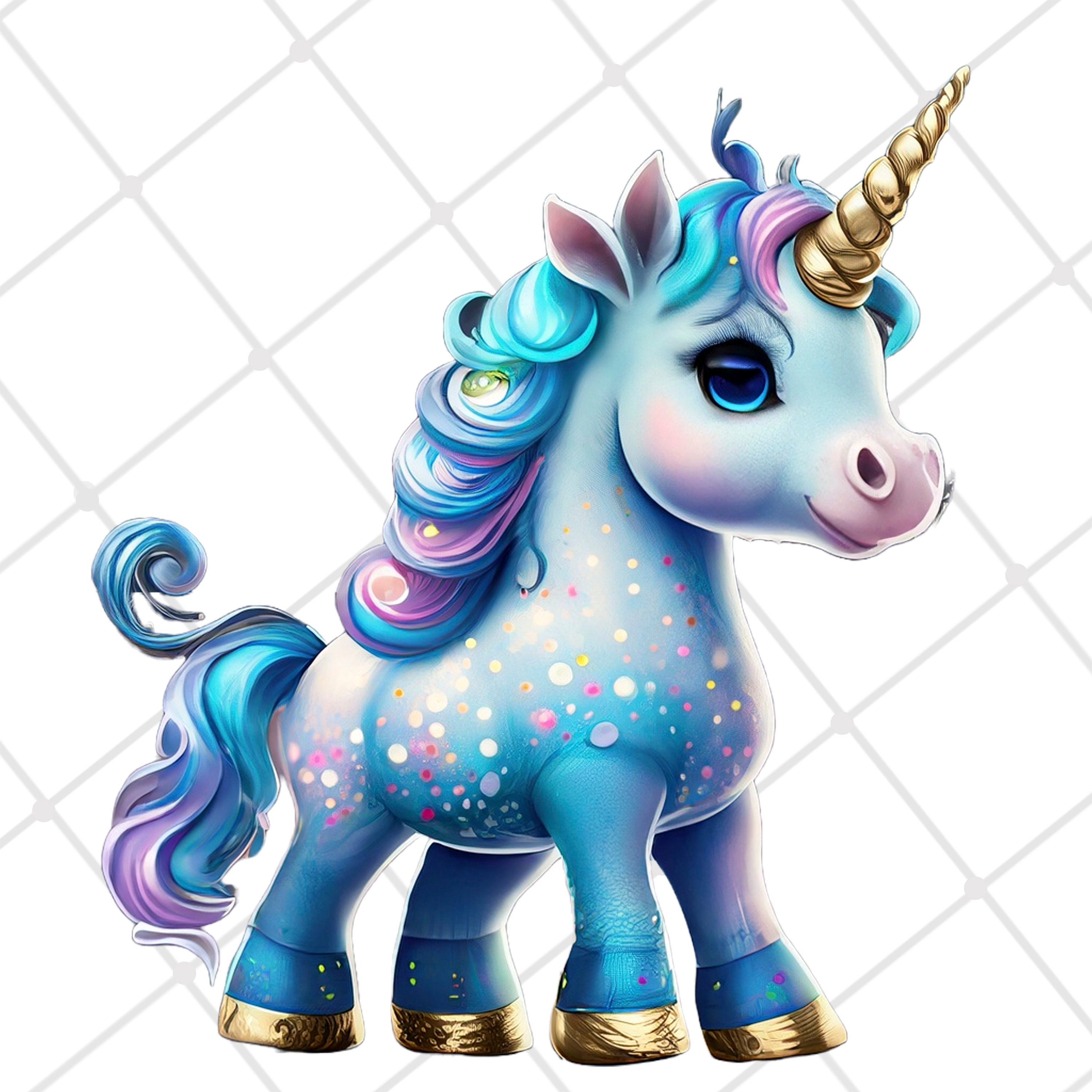 6 Baby Blue Unicorn Watercolor Clipart Png Unicorn Сlip Art - Etsy