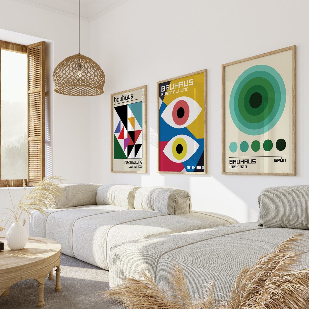 Bauhaus Set of 3 Printable Exhibition Posters, Modern Home Wall Art Set ...
