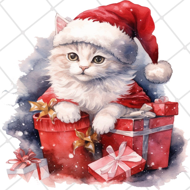5 Christmas Cat Clipart Kitten Clipart PNG Cat Clipart Pet - Etsy