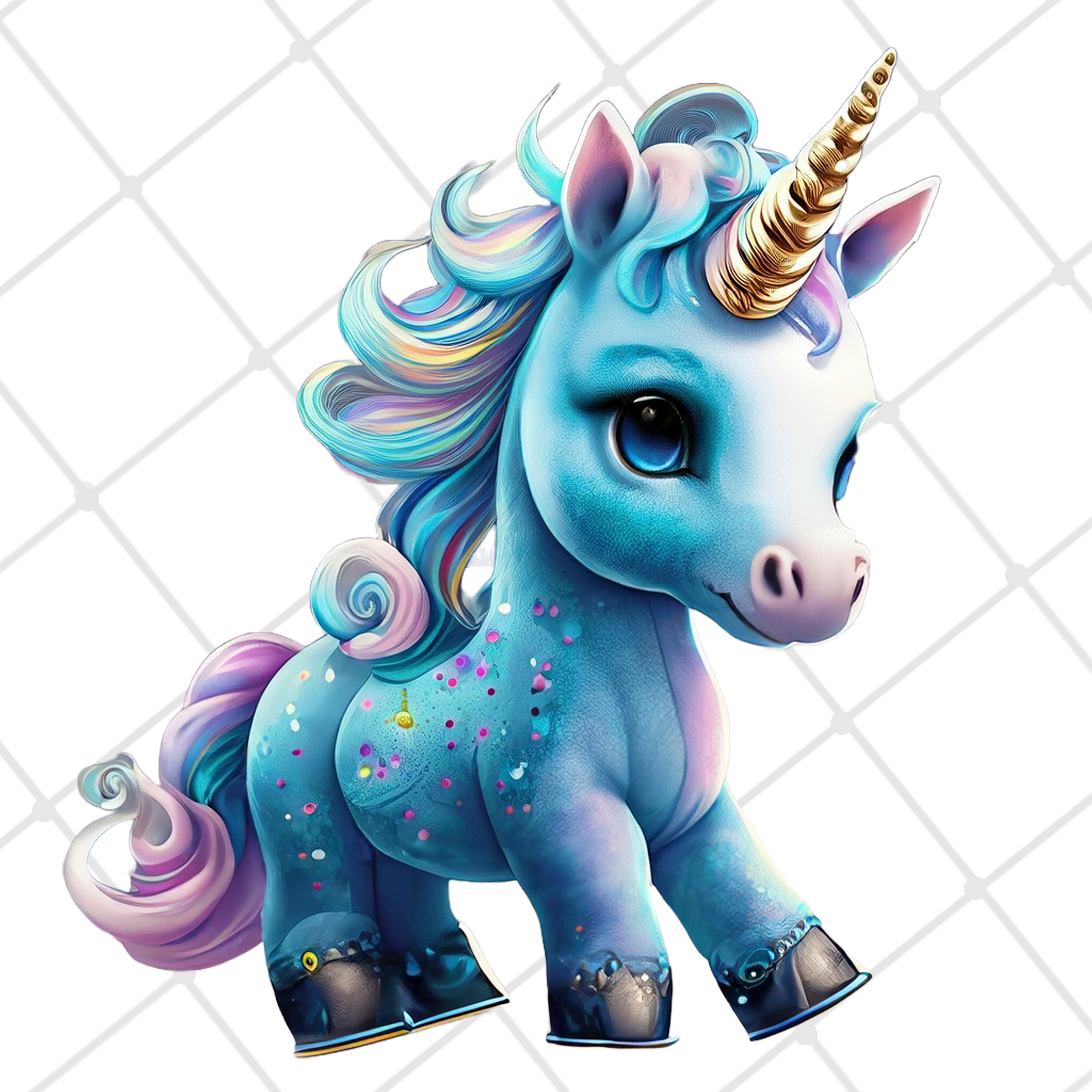 6 Baby Blue Unicorn Watercolor Clipart Png Unicorn Сlip Art - Etsy