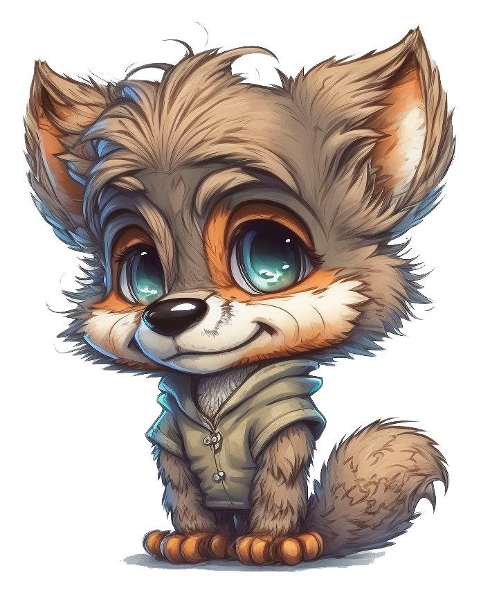 Cute Wolf, Shy Wolf, Digital Download, Transparent File PNG, Clipart ...