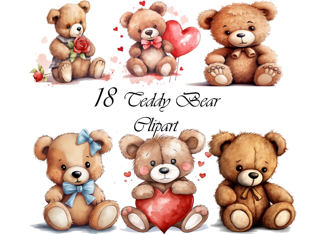 18 Teddy Bear Clipart JPG, High Quality, Digital Planner, Paper Crafts ...