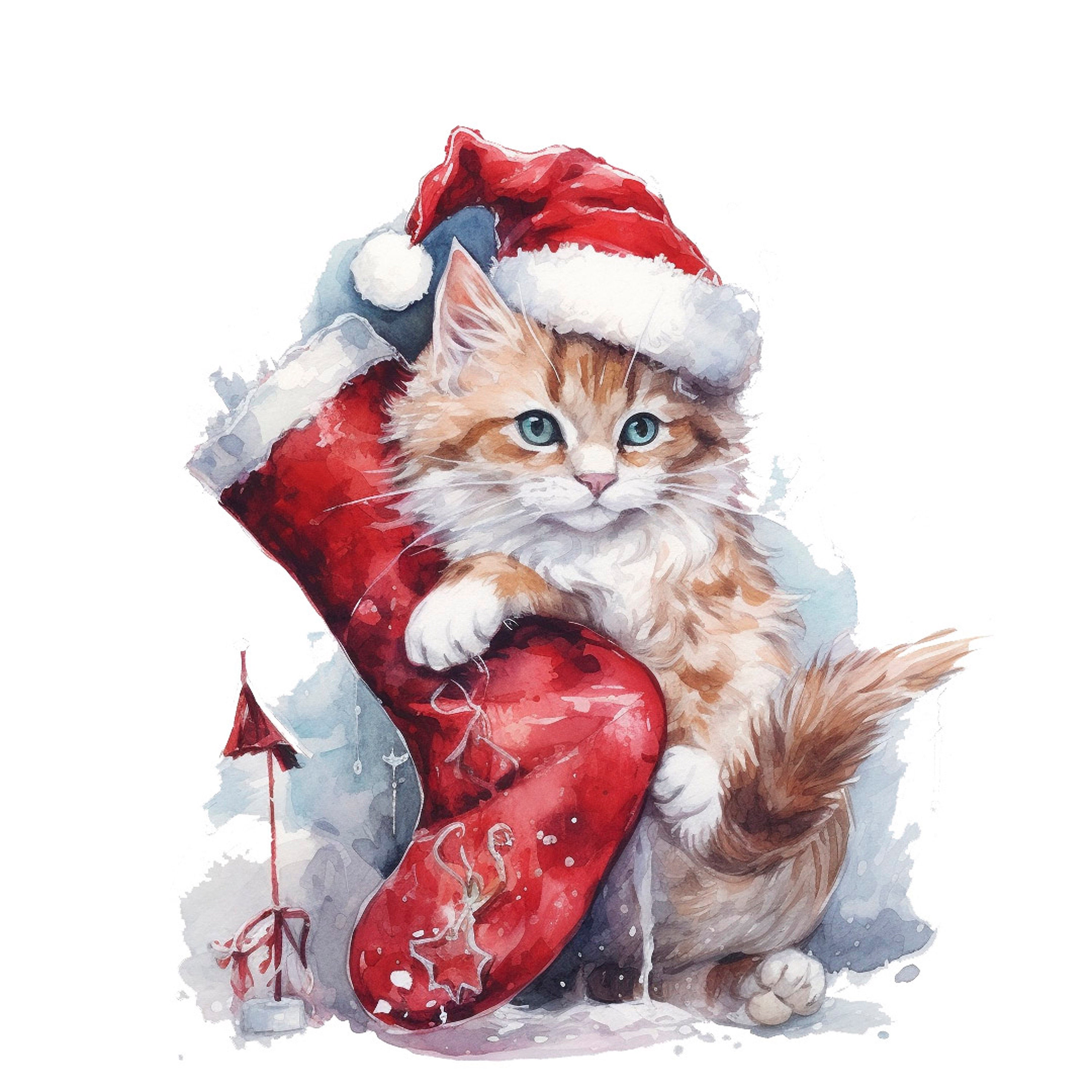 5 Christmas Cat Clipart, Kitten Clipart Jpg, Cat Clipart, Pet Clipart ...
