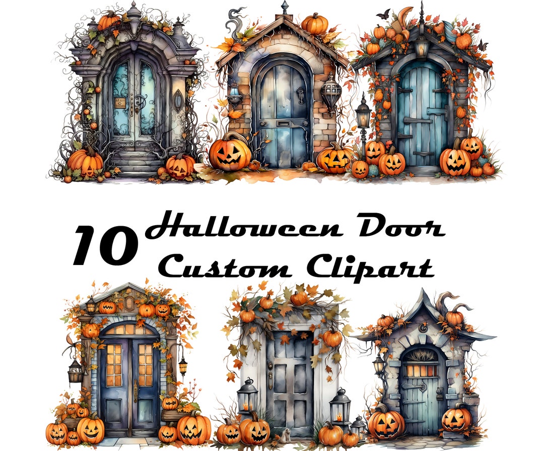 10 Halloween Clipart JPEG, Door Pumpkin Clipart JPEG, Pumpkin JPEG ...