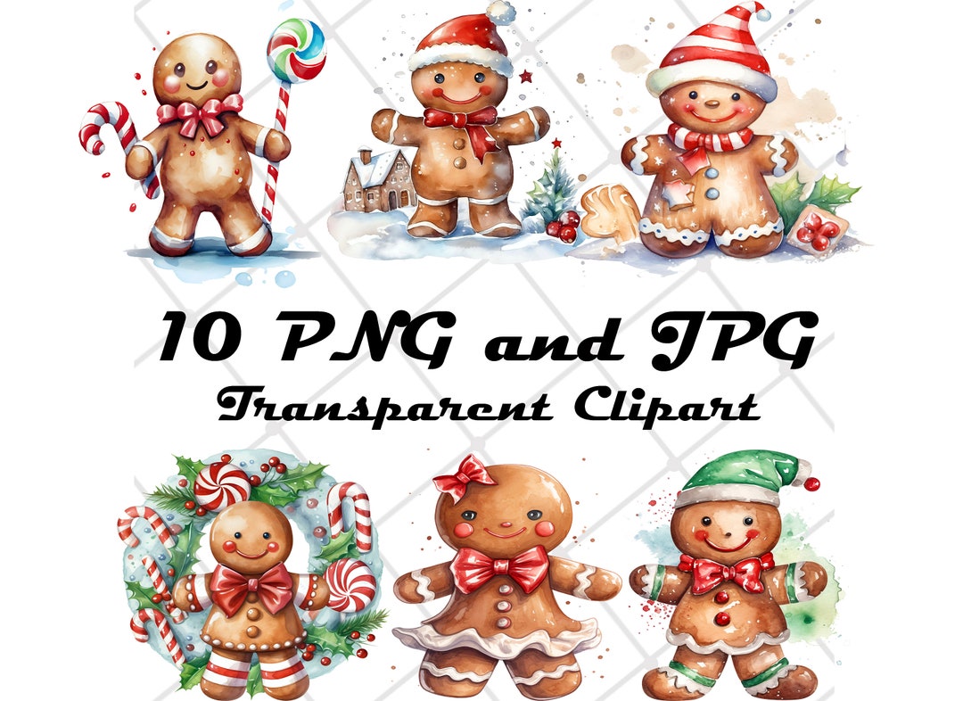 10 Gingerbread Man Clipart, Set1, High Quality, Jpeg and Transparent ...