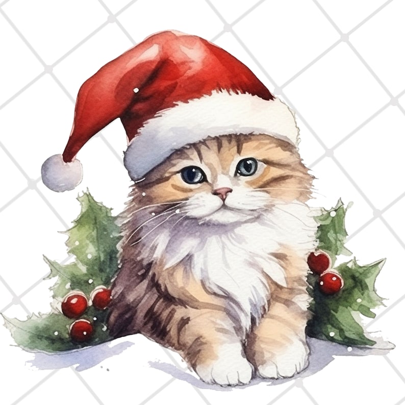 5 Christmas Cat Clipart, Kitten Clipart PNG, Cat Clipart, Pet Clipart ...