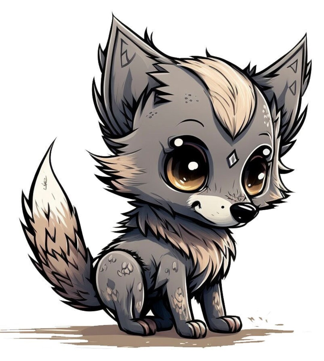 Cute Wolf, Shy Wolf, Digital Download, Transparent File PNG, Clipart ...