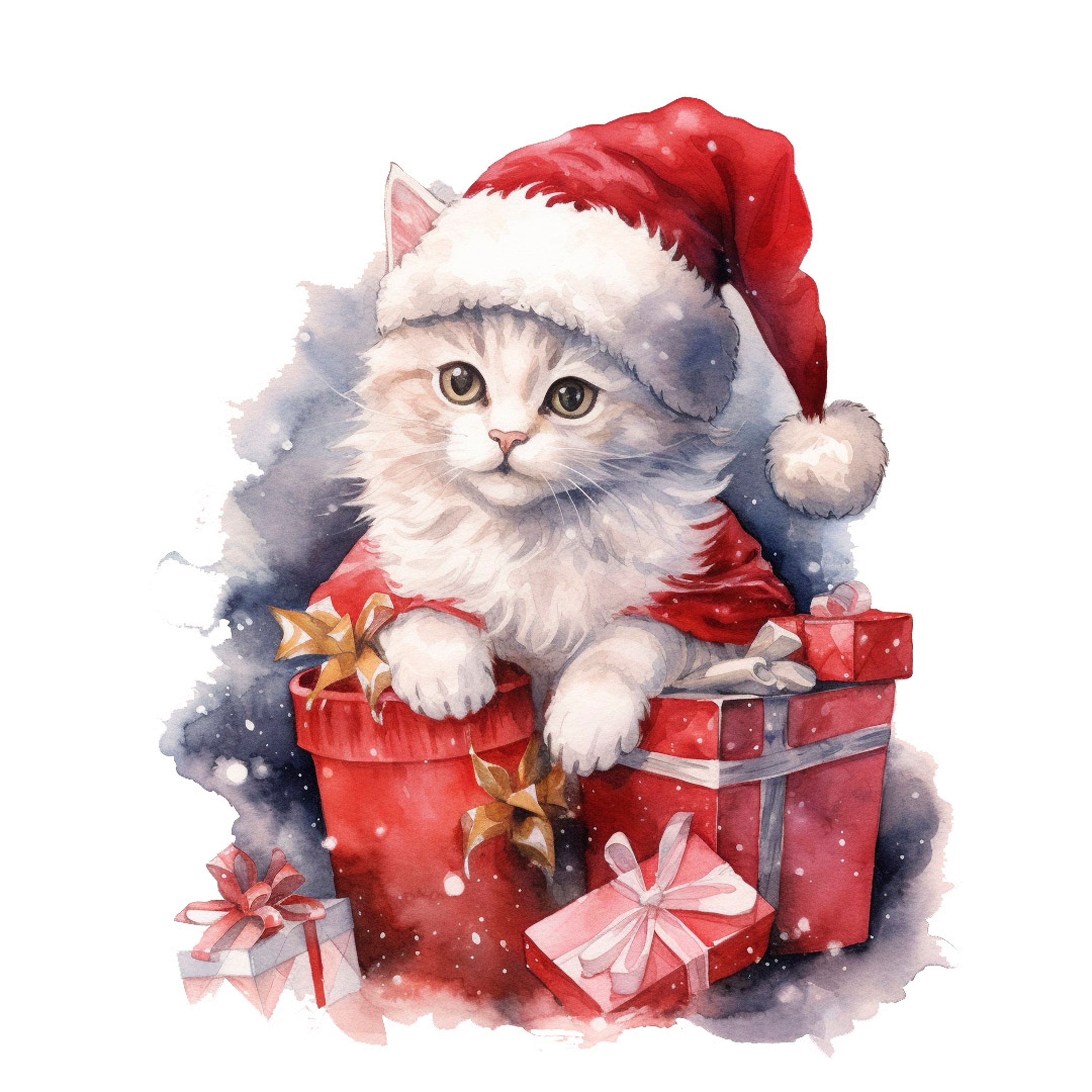 5 Christmas Cat Clipart, Kitten Clipart Jpg, Cat Clipart, Pet Clipart ...
