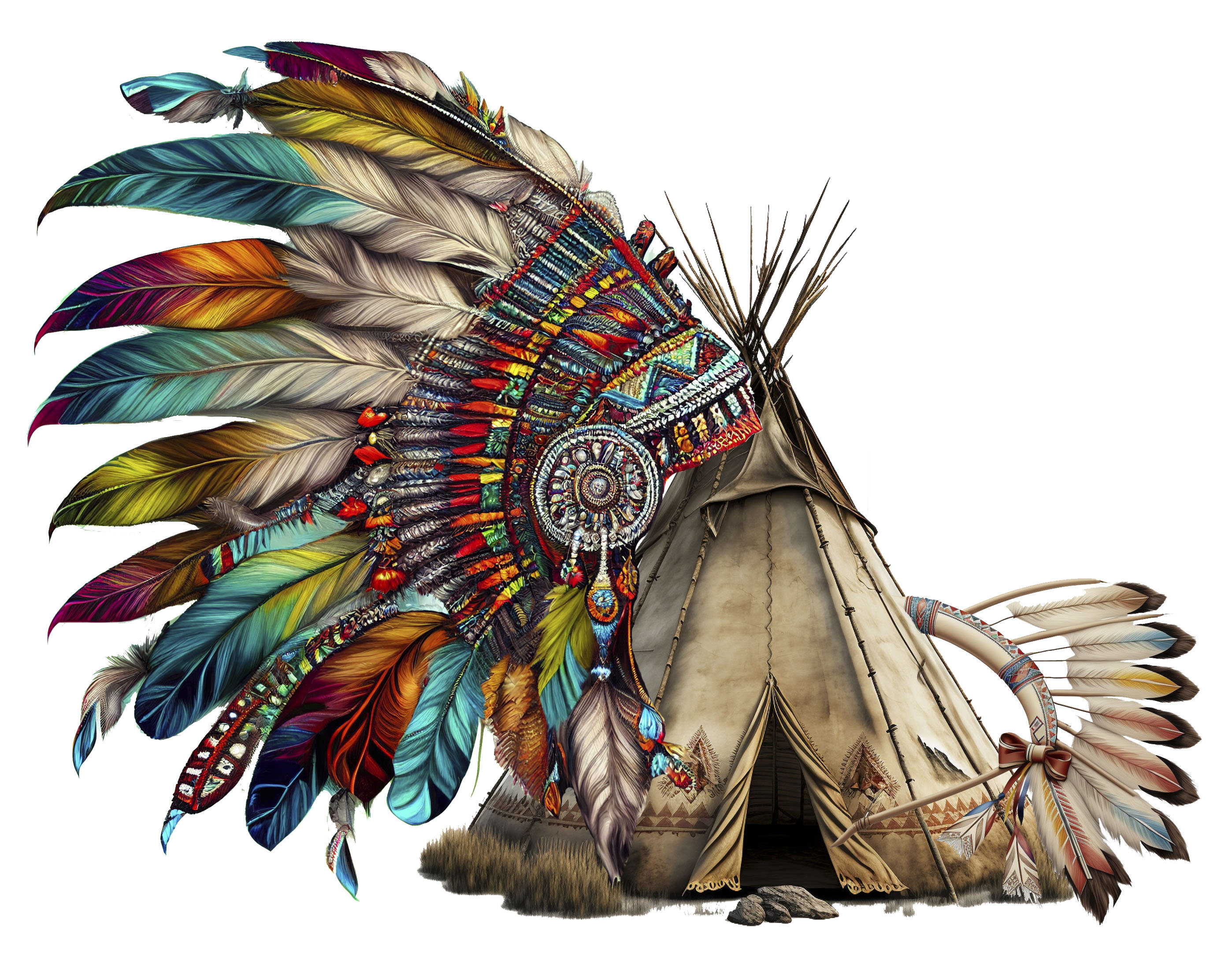 Native American Headdress PNG, Feather Headpiece,headdress Indian PNG ...