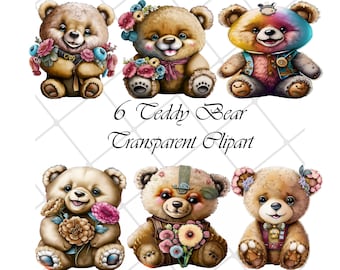 11 Teddy Bear Clipart Jpgs, High Quality, Digital Planner, Paper Crafts, Watercolor, Teddy Bear ...