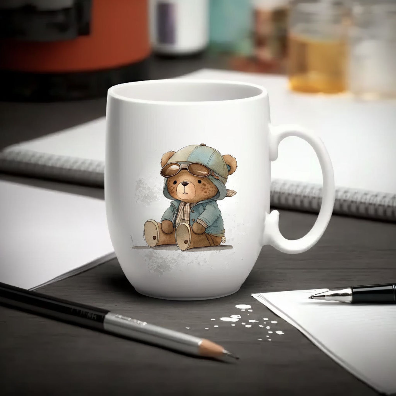 Cute Bear Cub, Pilot Bear, Digital Download, Transparent File PNG ...