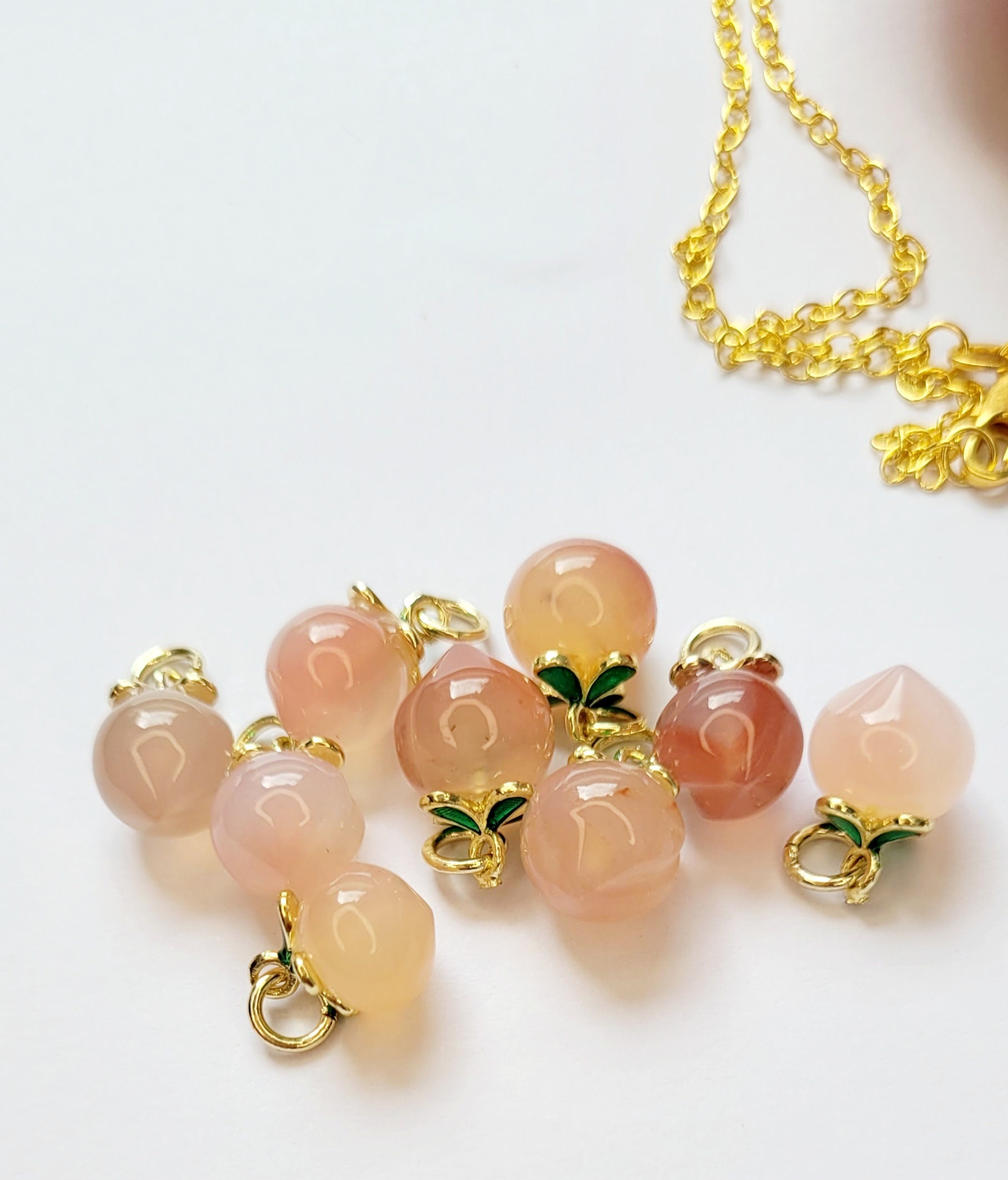 Peachyylexi 18k Gold Filled Necklace With Peach Pendant - Etsy