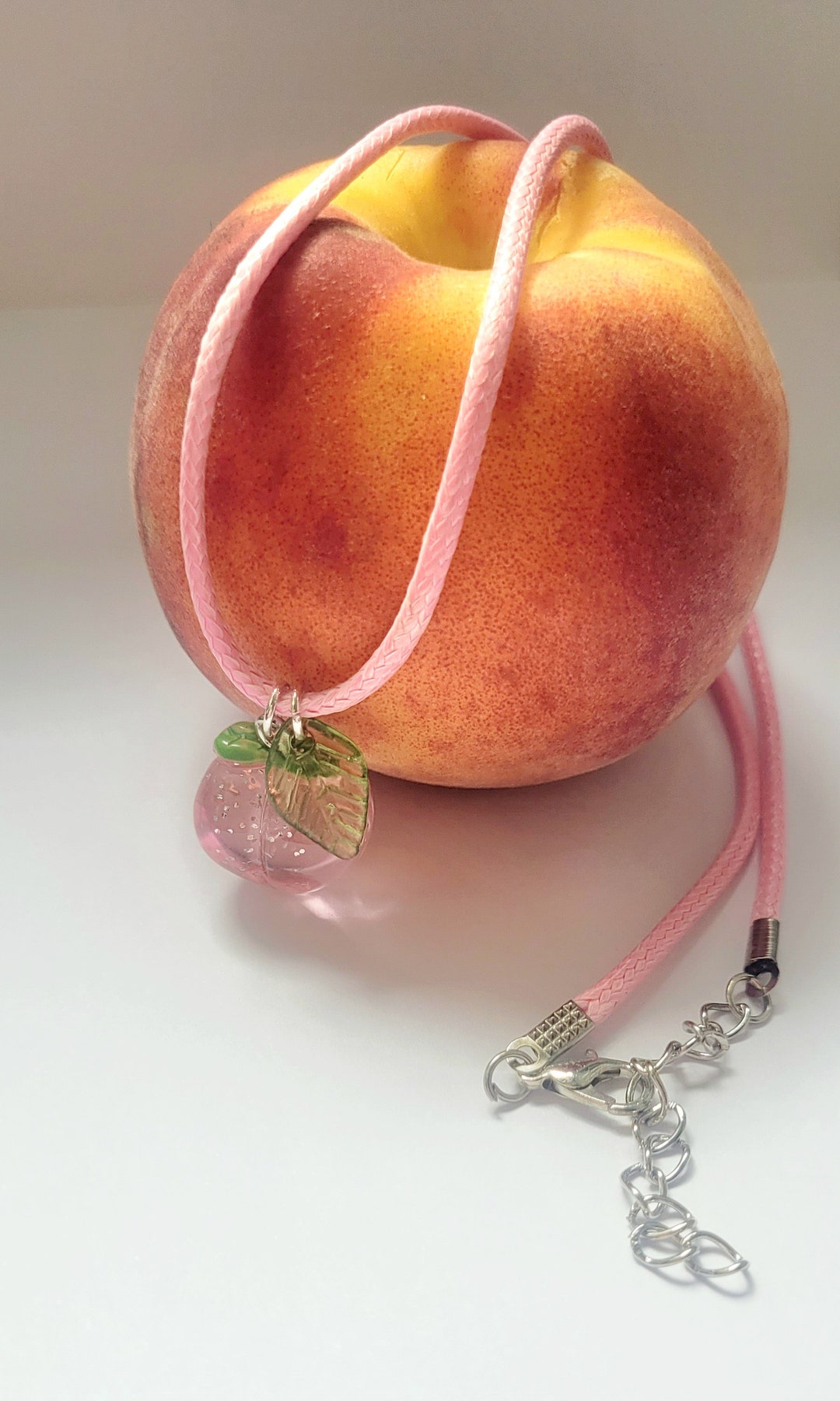 Peachyylexi Cord Necklace With Glass Peach Pendant - Etsy