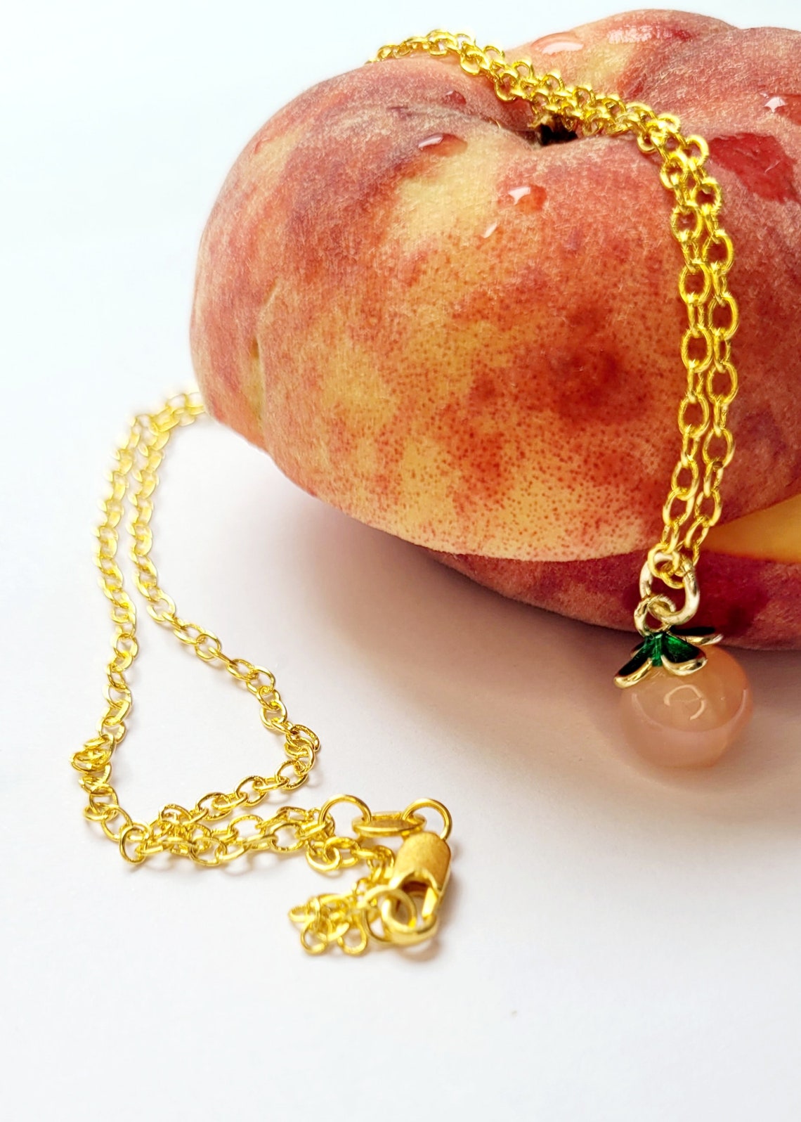 Peachyylexi 18k Gold Filled Necklace With Peach Pendant - Etsy