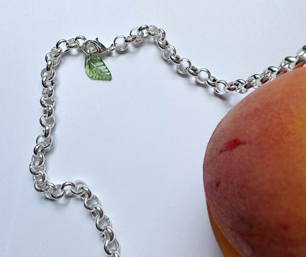 Peachyylexi Silver Necklace With Glass Peach Pendant - Etsy UK