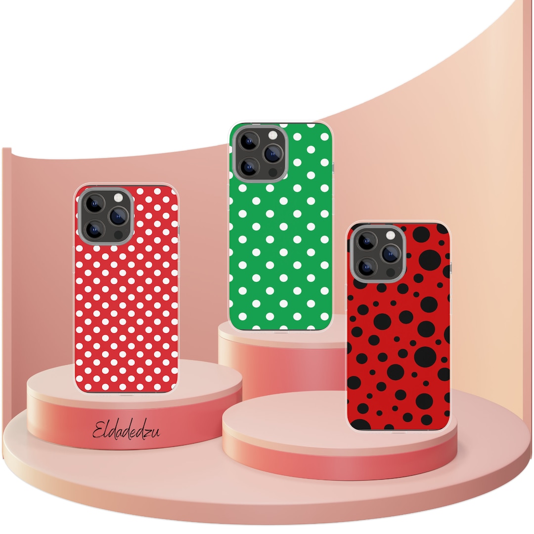 Red Polka Dot Phone Case Green Polka Dot Cover for iPhone 15 14 13 12 ...