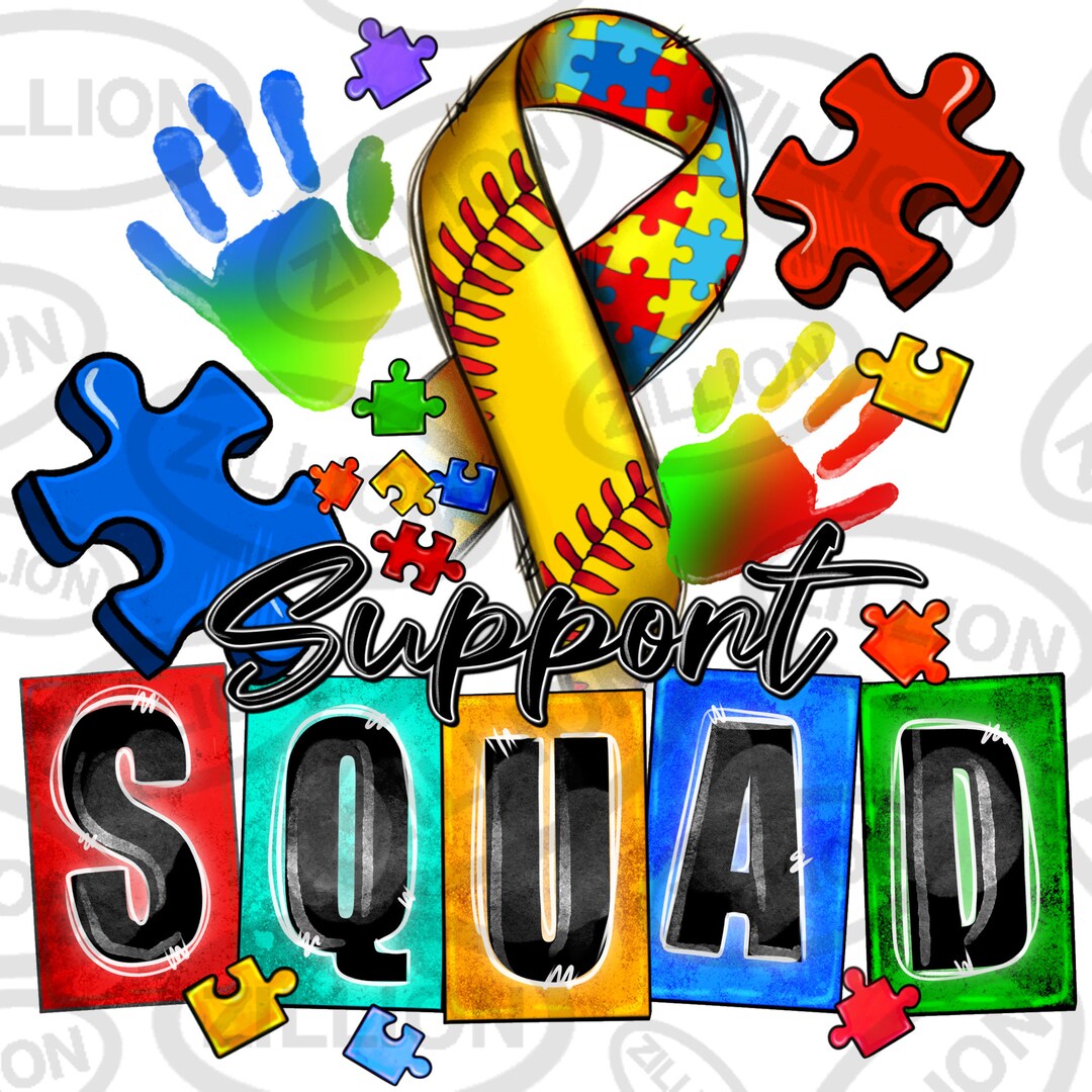 Softball Support Squad Autism Png, Autism Awareness Png, Autism Ribbon ...