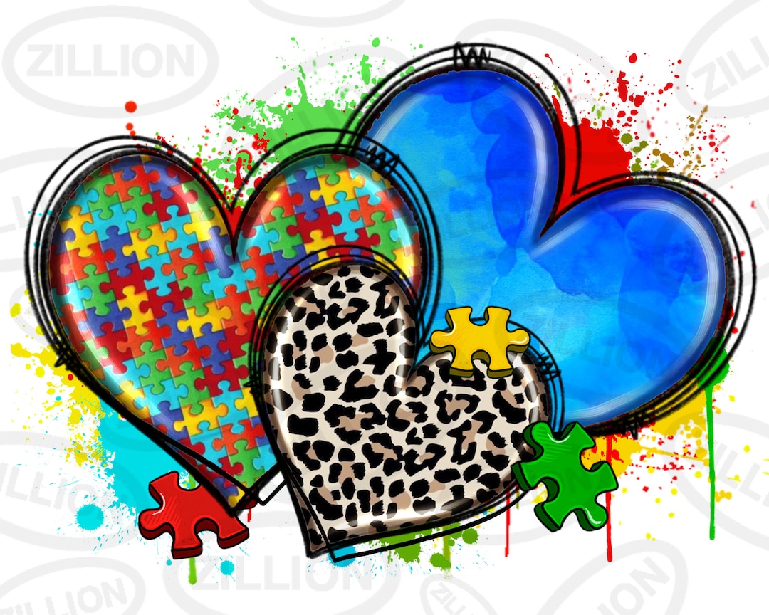 Autism Hearts Png Sublimation Design Download, Autism Awareness Png ...
