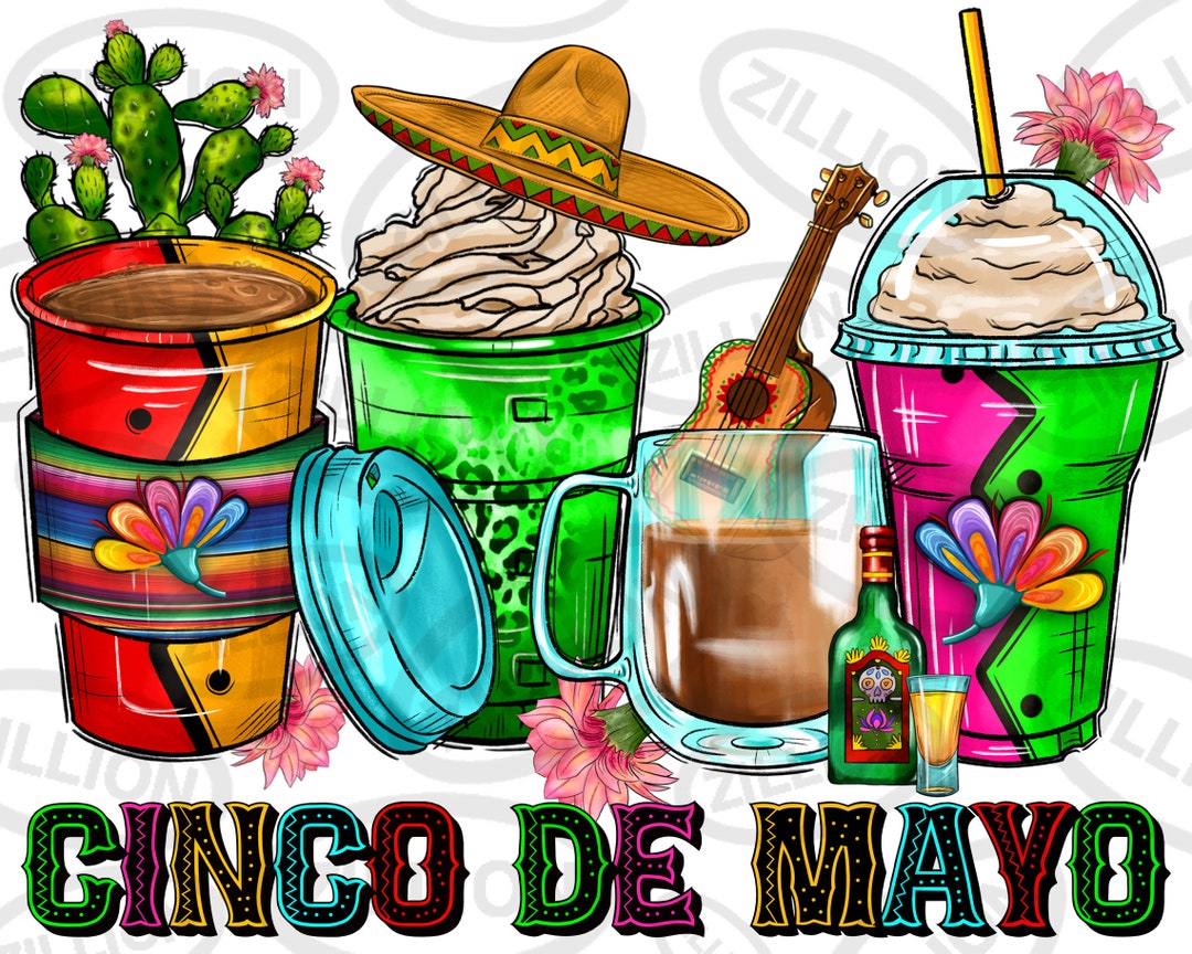 Cinco De Mayo Coffee Cups Png Sublimation Design, Western Coffee Cups ...