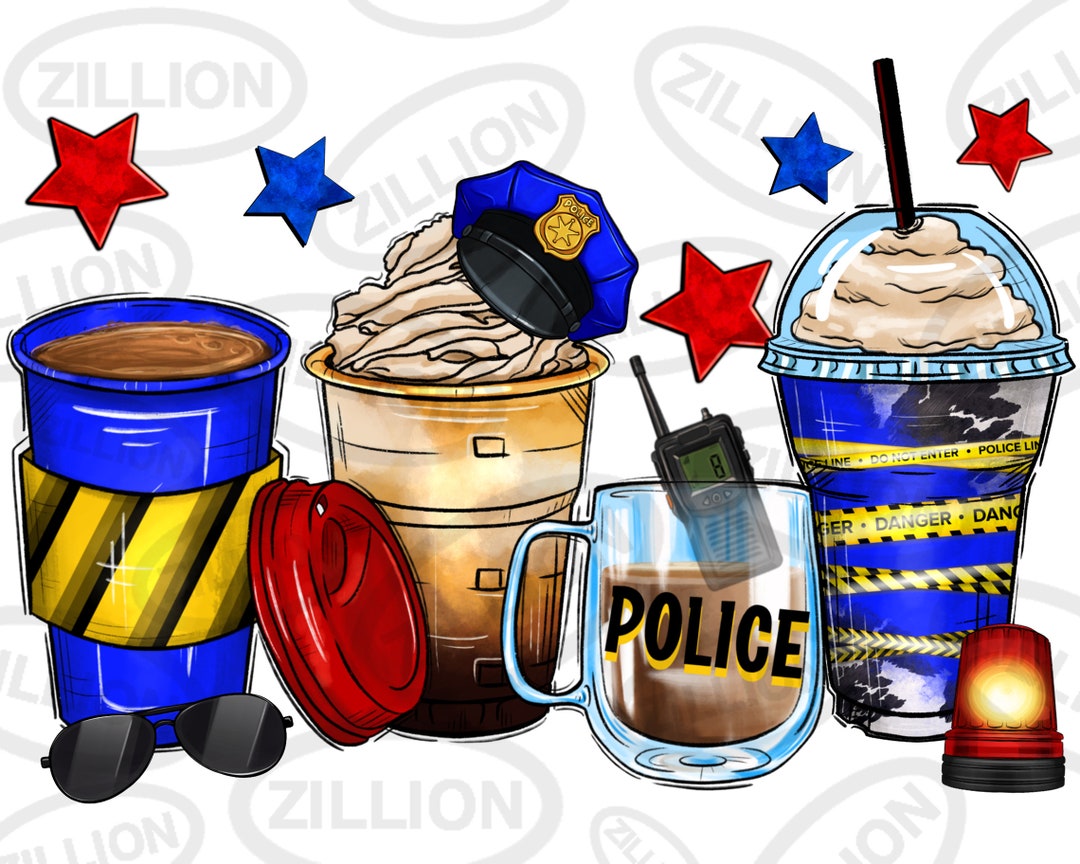 Police Coffee Cups Png Sublimation Design, Coffee Cups Png Design ...