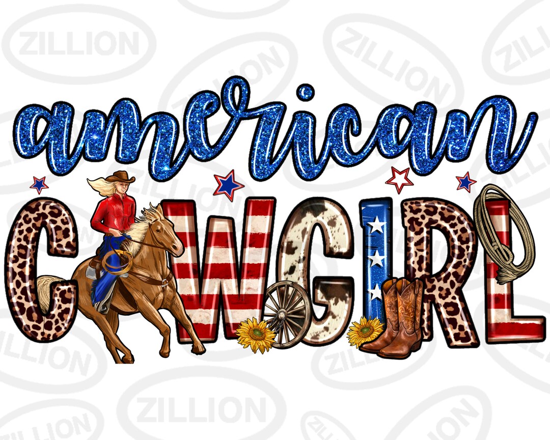 American Cowgirl Png Sublimation Design Download, 4th of July Png ...
