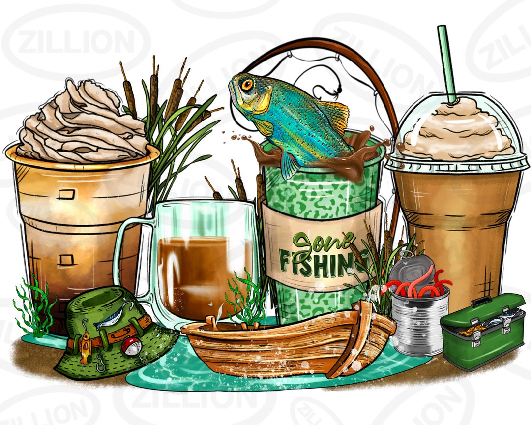 Fishing Coffee Cups Png Sublimation Design Download, Fisher Png, Coffee ...
