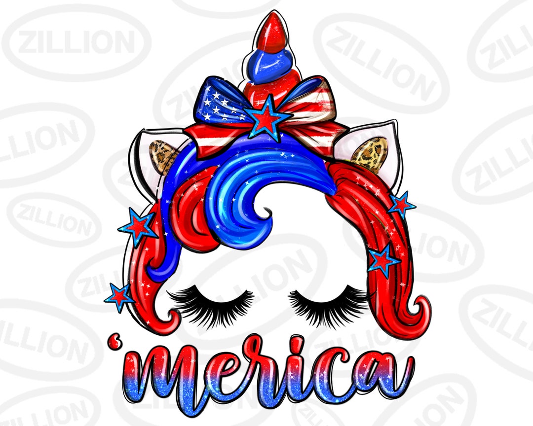 4th of July 'merica Unicorn Png Sublimation Design Download ...